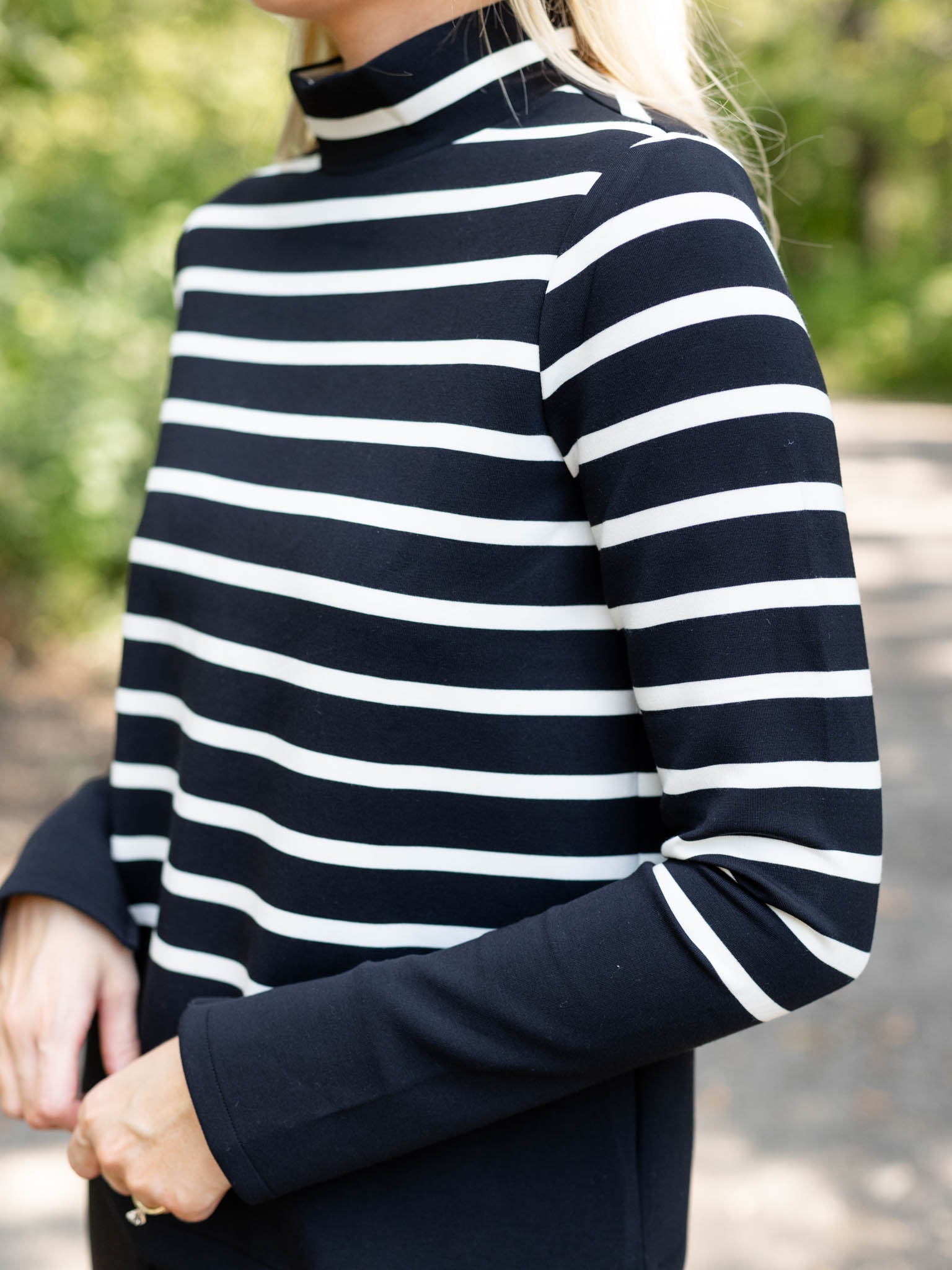 SPANX Air Essentials Mock Neck Stripe Pullover – Leela and Lavender